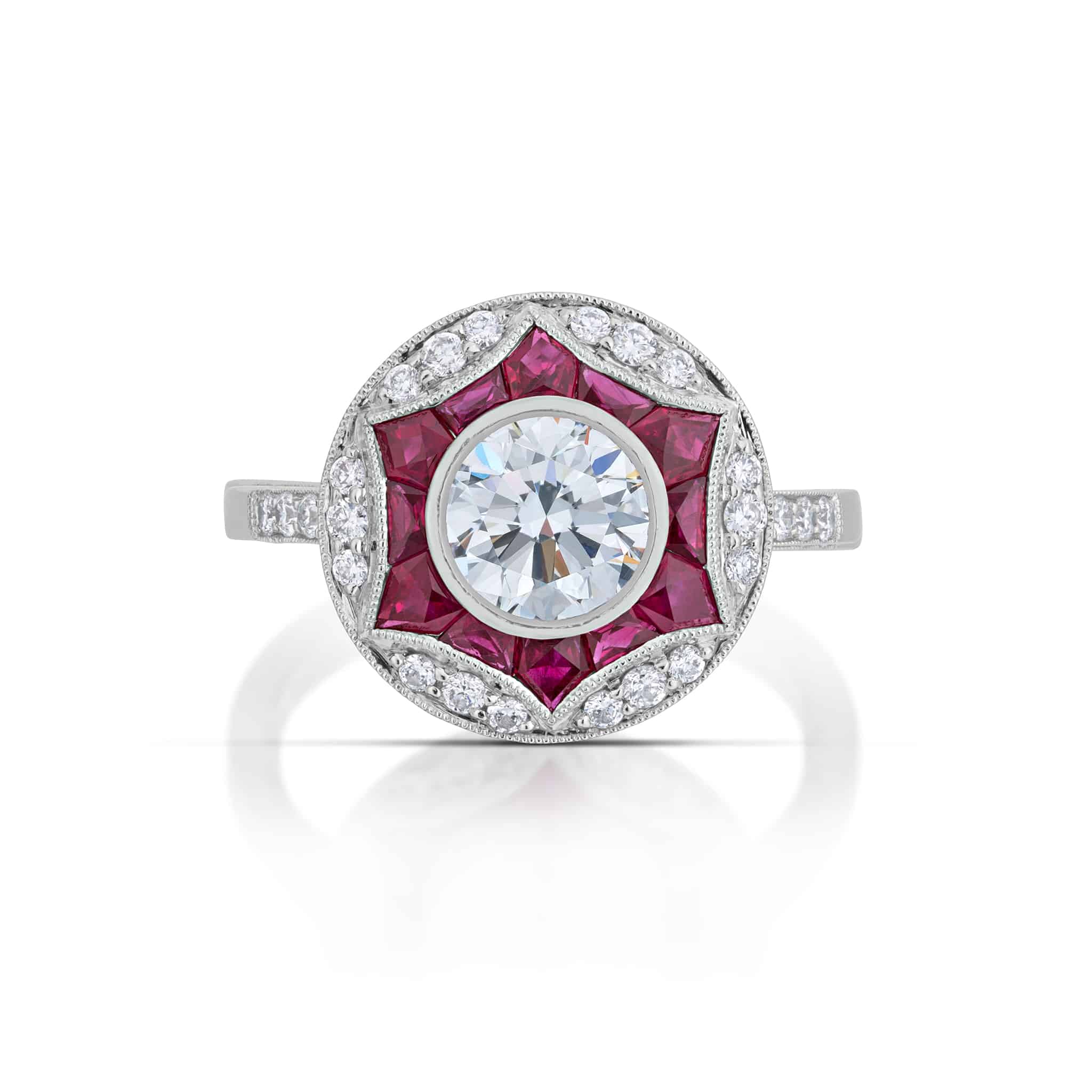1.00 Carat Estate Diamond and Ruby Ring